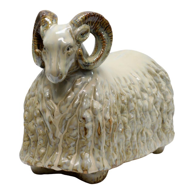 1970s Glazed Ceramic Merino Ram | Chairish