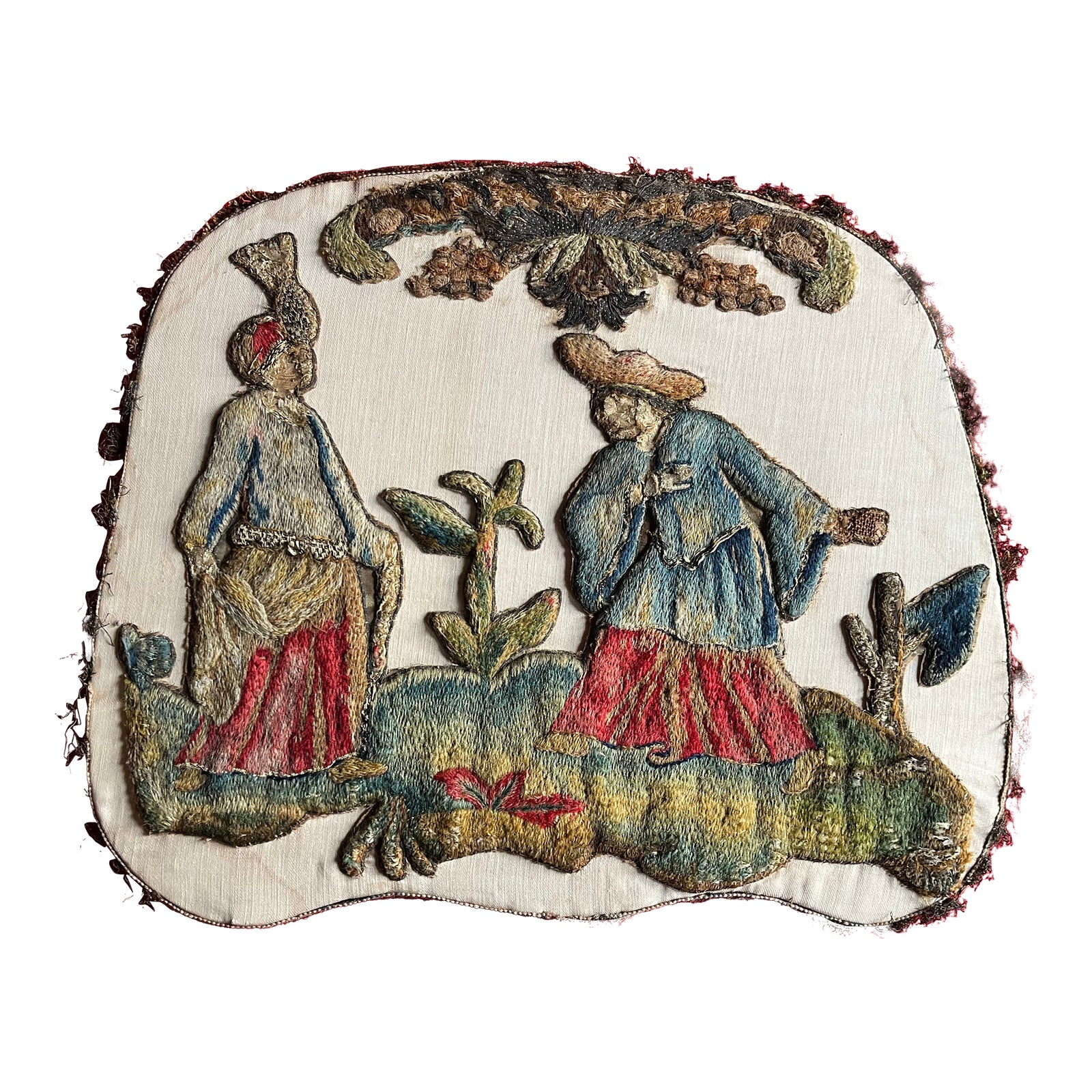 Antique 18th Century English Needlework Stumpwork Embroidery Panel of ...