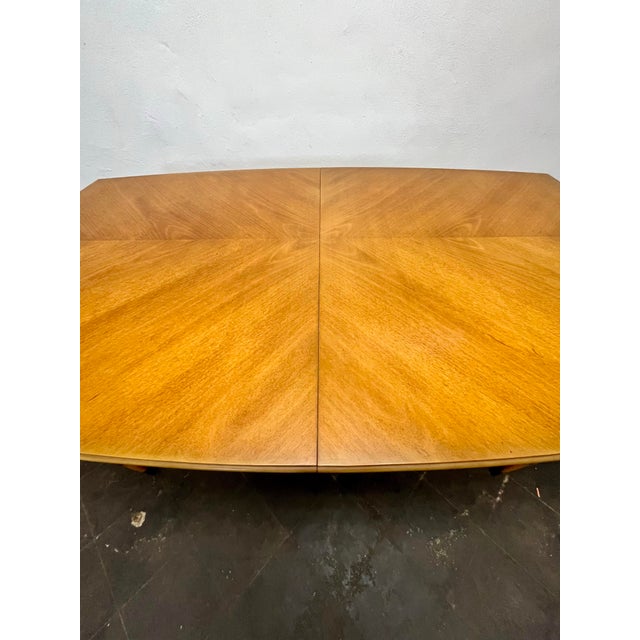 Mid Century Metz Dining Table Cherry Brass 2 Leaves | Chairish