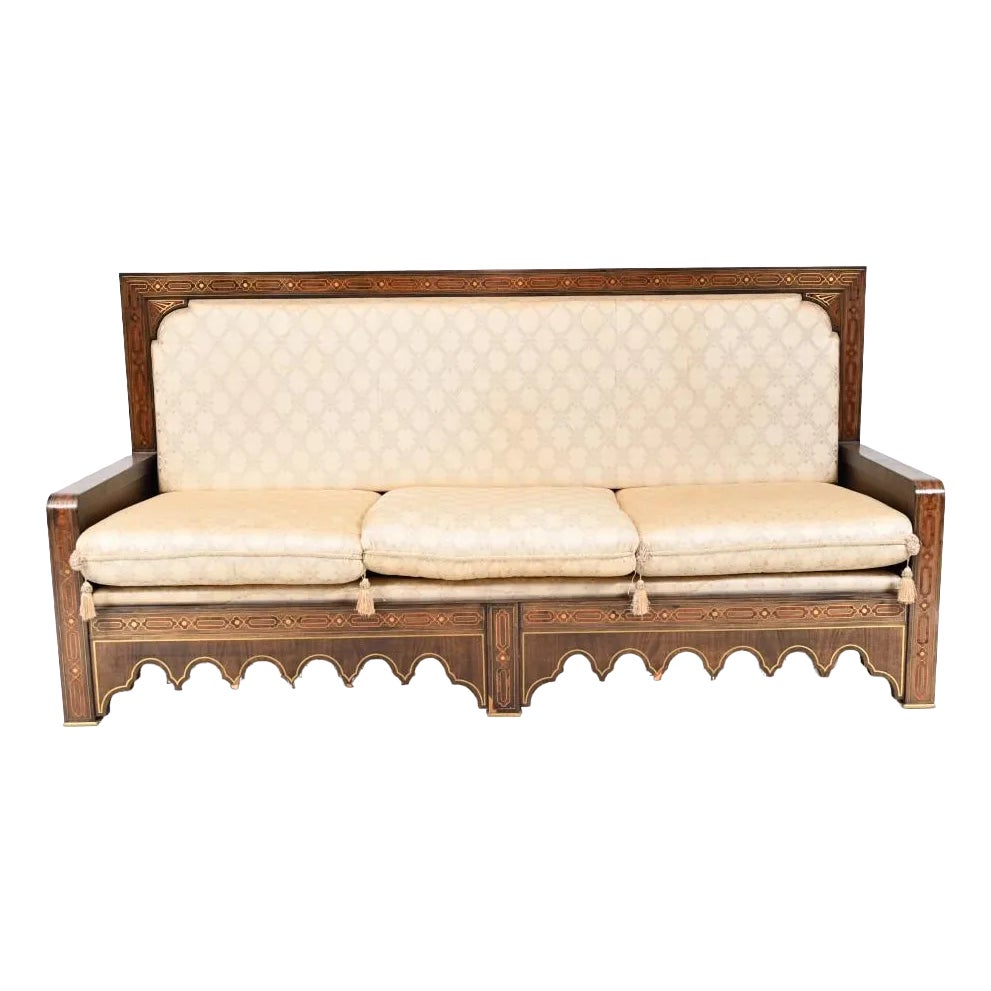 Middle Eastern Settee Sofa with Inlaid Seat, 1930s | Chairish