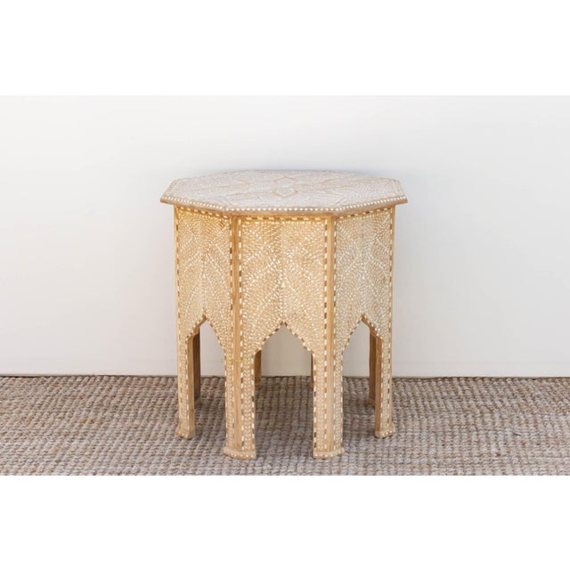 Large Bleached Inlay Anglo Indian End Table | Chairish