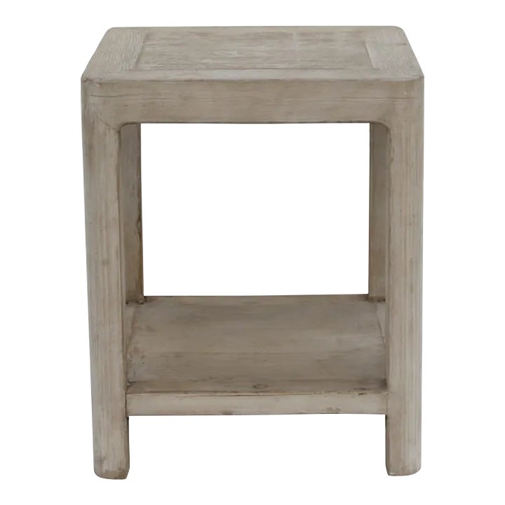 Contemporary Off-White Wood Peking Ming Side Table With Round Leg ...