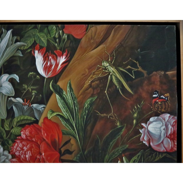 Large Naturalist Surrealist Still Life Painting of Flowers & Insects ...