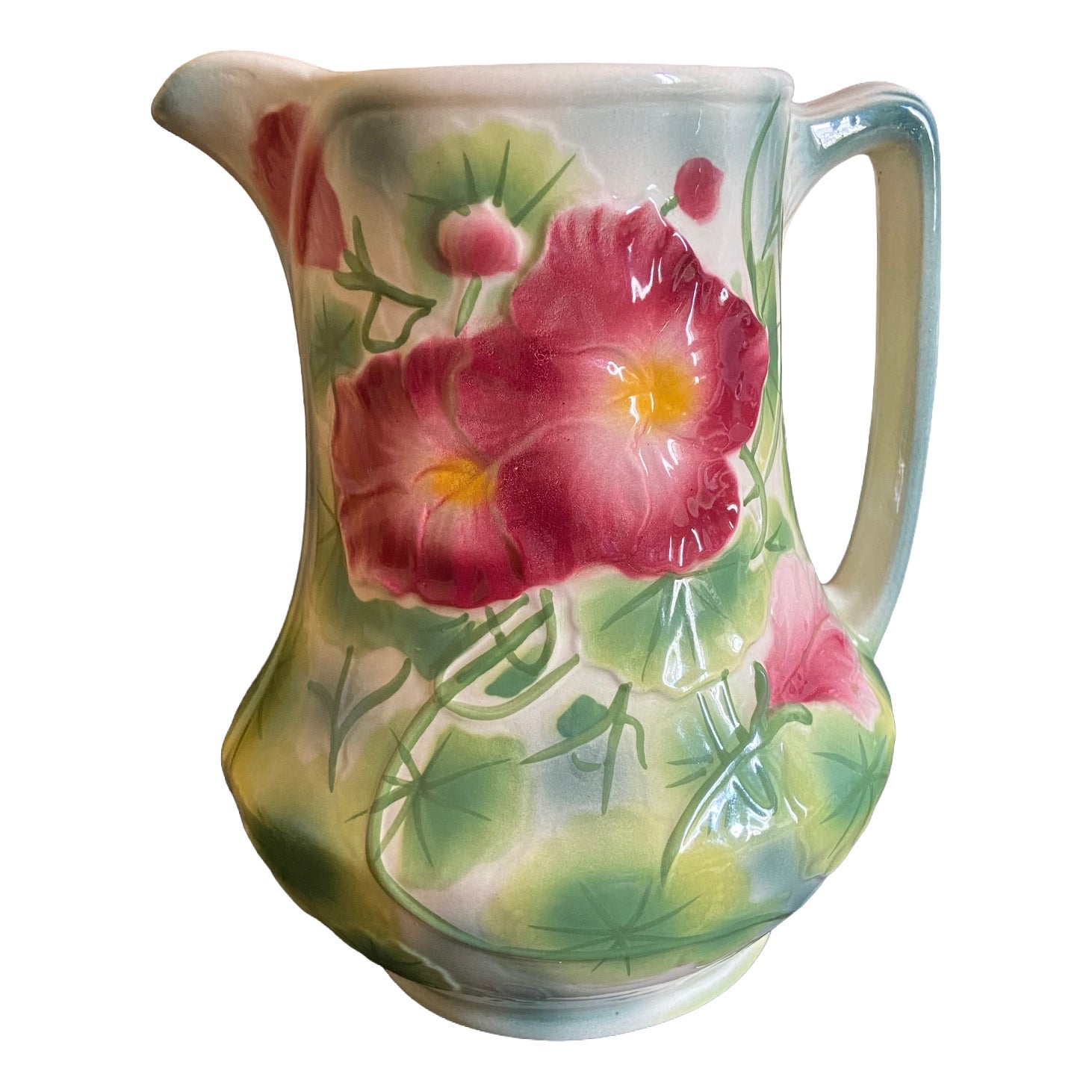 Majolica Ceramic Glazed Flower Pitcher from Saint Clément, 1960 | Chairish