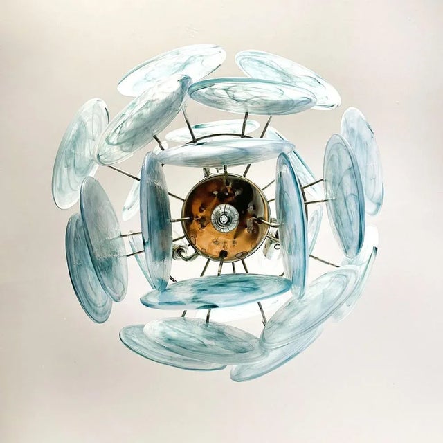 Vintage Italian Murano Chandelier with 24 Blue Disks, 1990s | Chairish