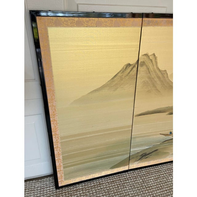 Early 20th Century Japanese Showa Byobu 4-Panel Silk Screen | Chairish