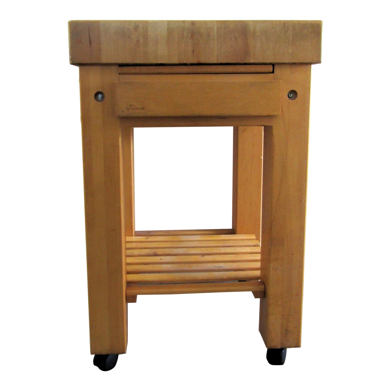 Le Gourmand Kitchen Island Butcher Block Table With Drawer on Castors ...