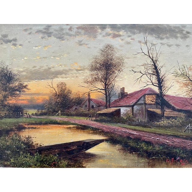 Punts on the River. Pair of Victorian Oil Paintings by Arthur H Cole ...