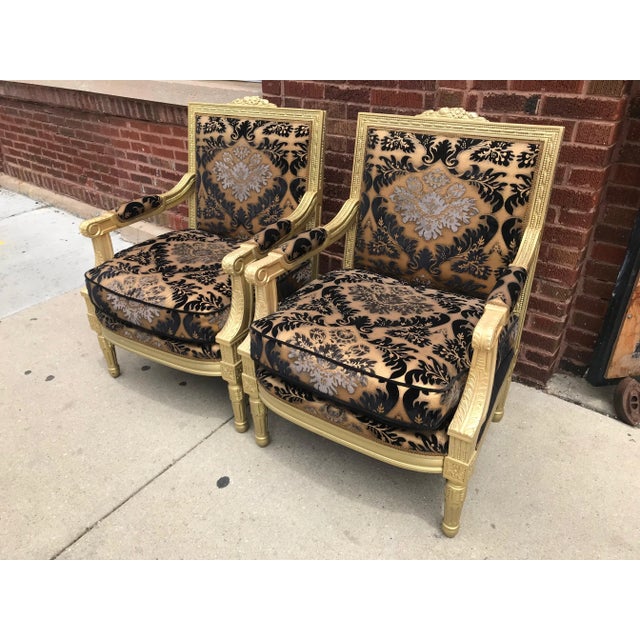 Victorian Carved Gold Framed Chairs Newly Upholstered - Pair | Chairish