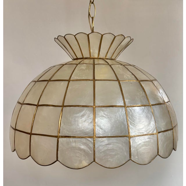 1980s Capiz Shell Hanging Lamp | Chairish