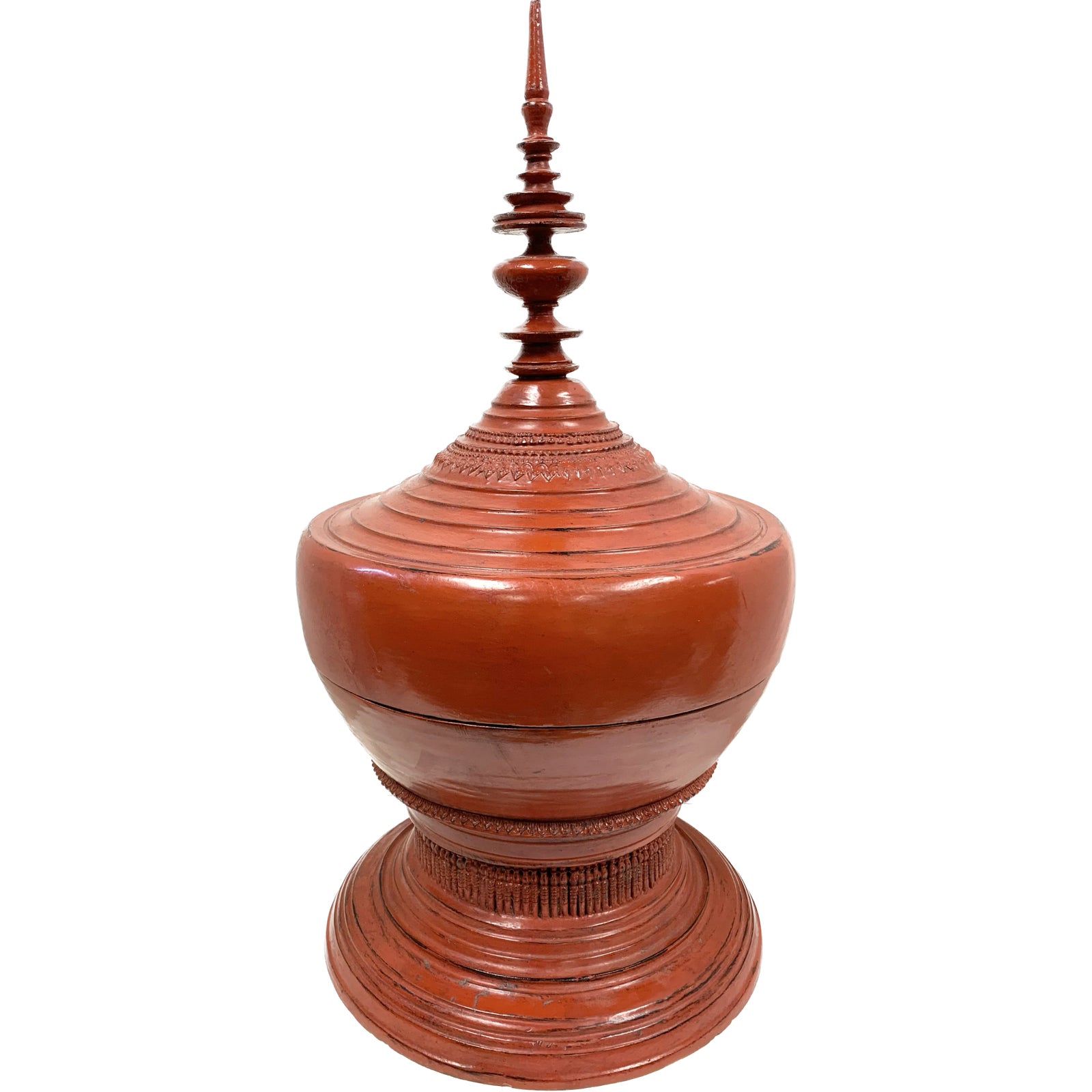 19th Century Antique Burmese Large Lacquered Offering Urn | Chairish
