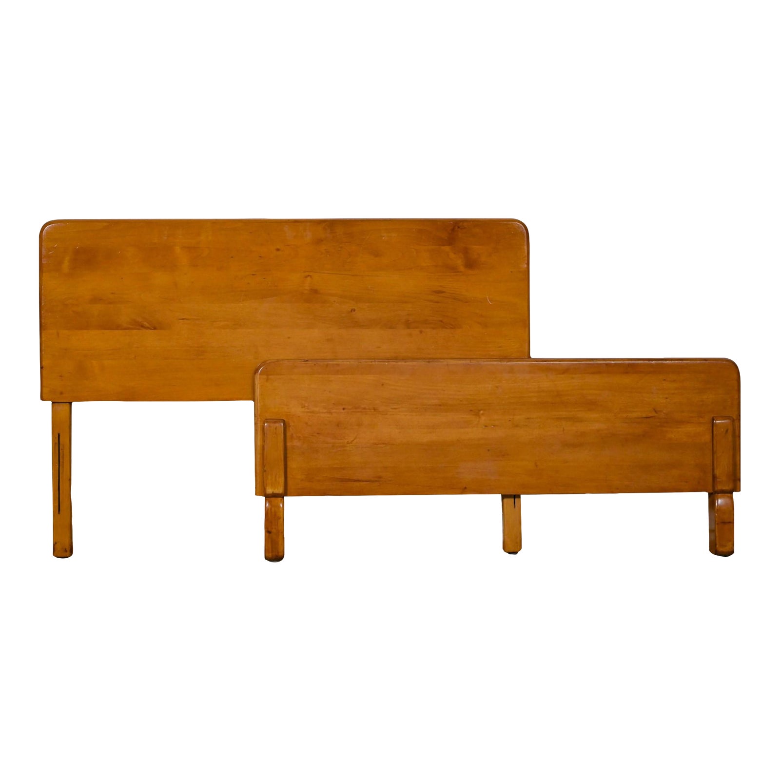Early-Mid-20th Century Art Moderne Maple Twin Bed Headboard & Footboard ...