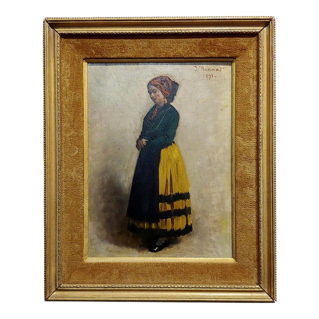 Leon Bonnet 19th Century Portrait of an Italian Woman Oil Painting C ...