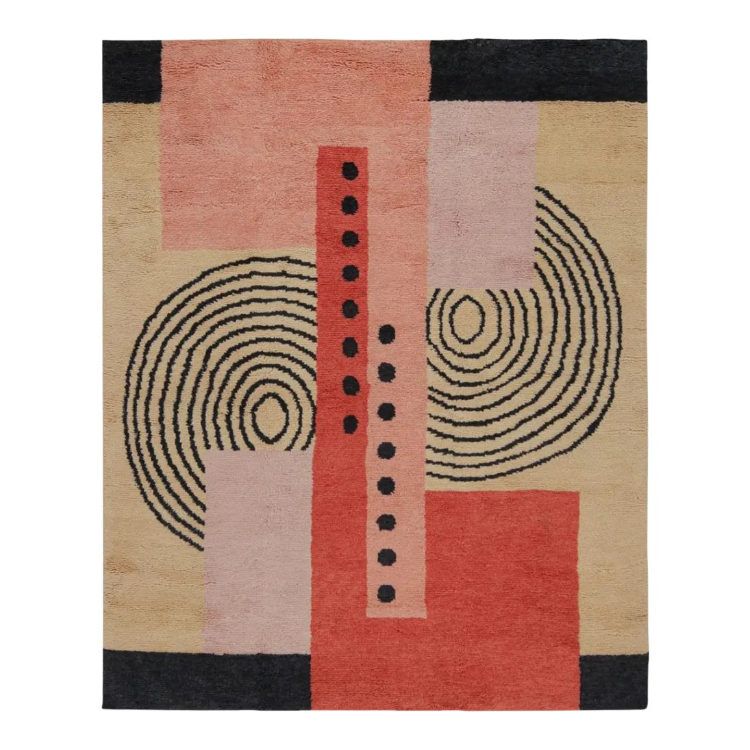 Rug & Kilim’s French Art Deco Style Rug With Pink and Black Geometric ...