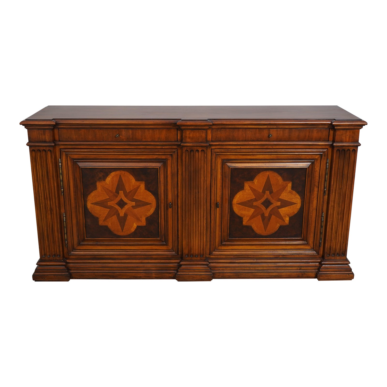 Ethan Allen Continental Style Inlaid Credenza Sideboard | Chairish