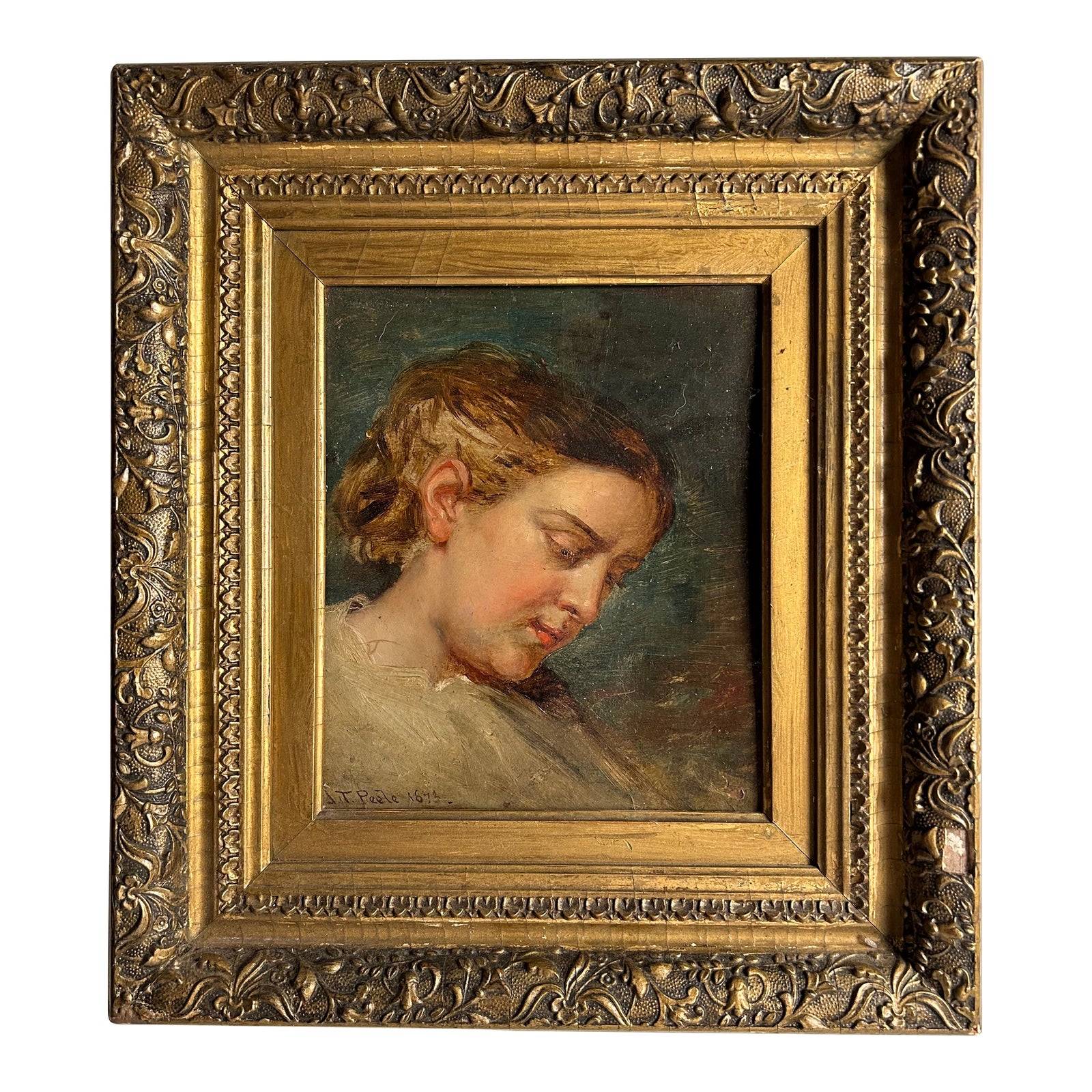 19th Century John Thomas Peele English Portrait Painting, Framed | Chairish