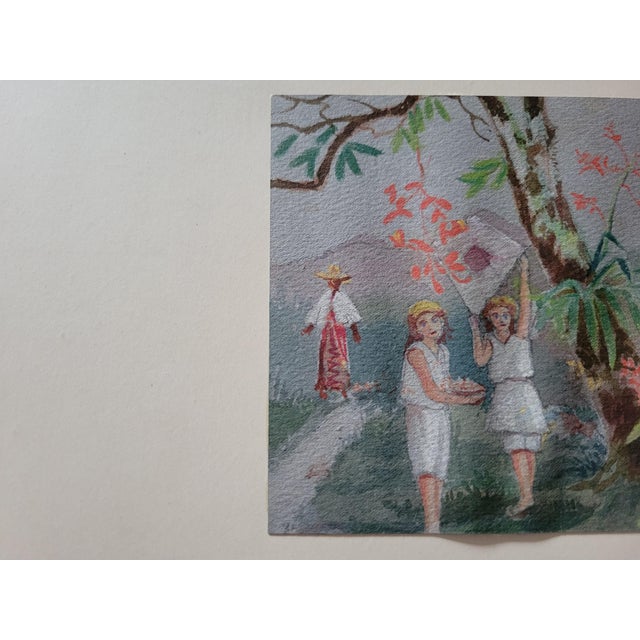 Early 20th Century "Children in a Dutch Garden, Java" Figurative ...