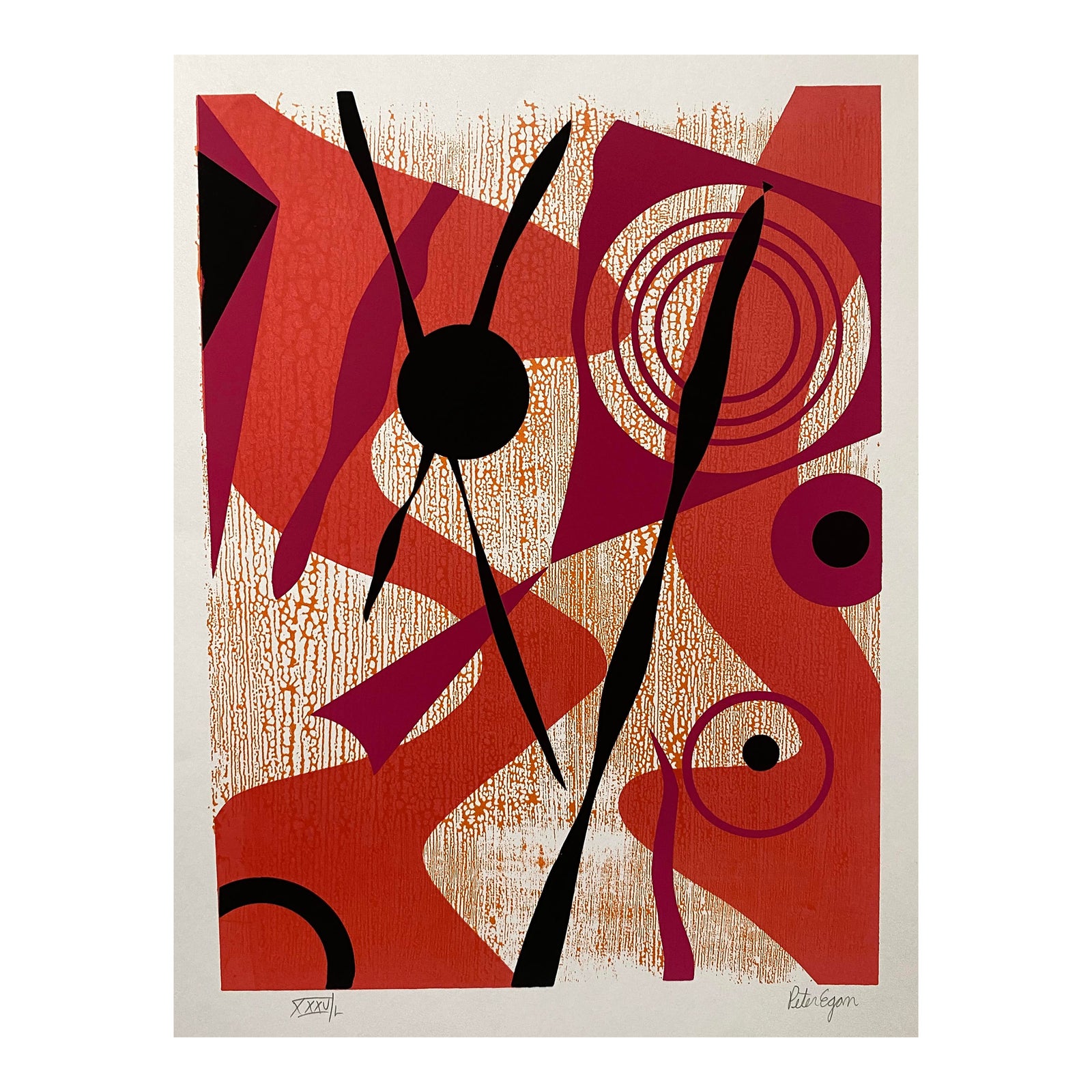 1980s Peter Egan Serigraph in Reds | Chairish