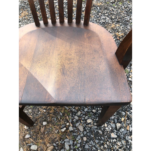 Heavy Solid Oak Desk Bank Chair | Chairish