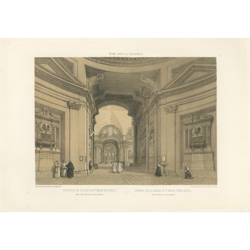Benoist, Rome Church Interior, Santa Maria Degli Angeli, 1869, Print ...