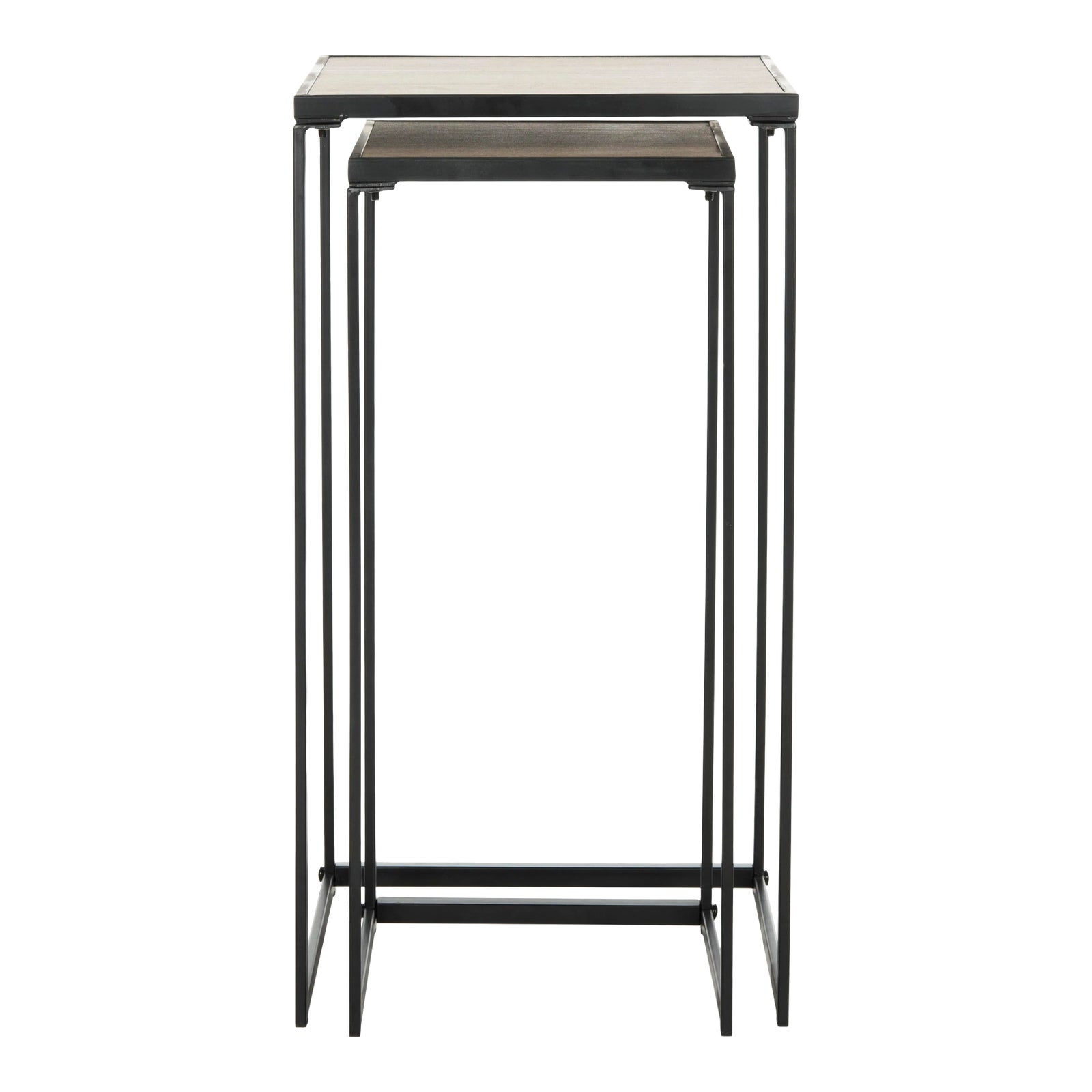 Retro Mid Wood Stacking End Table in Light Oak & Black | Chairish