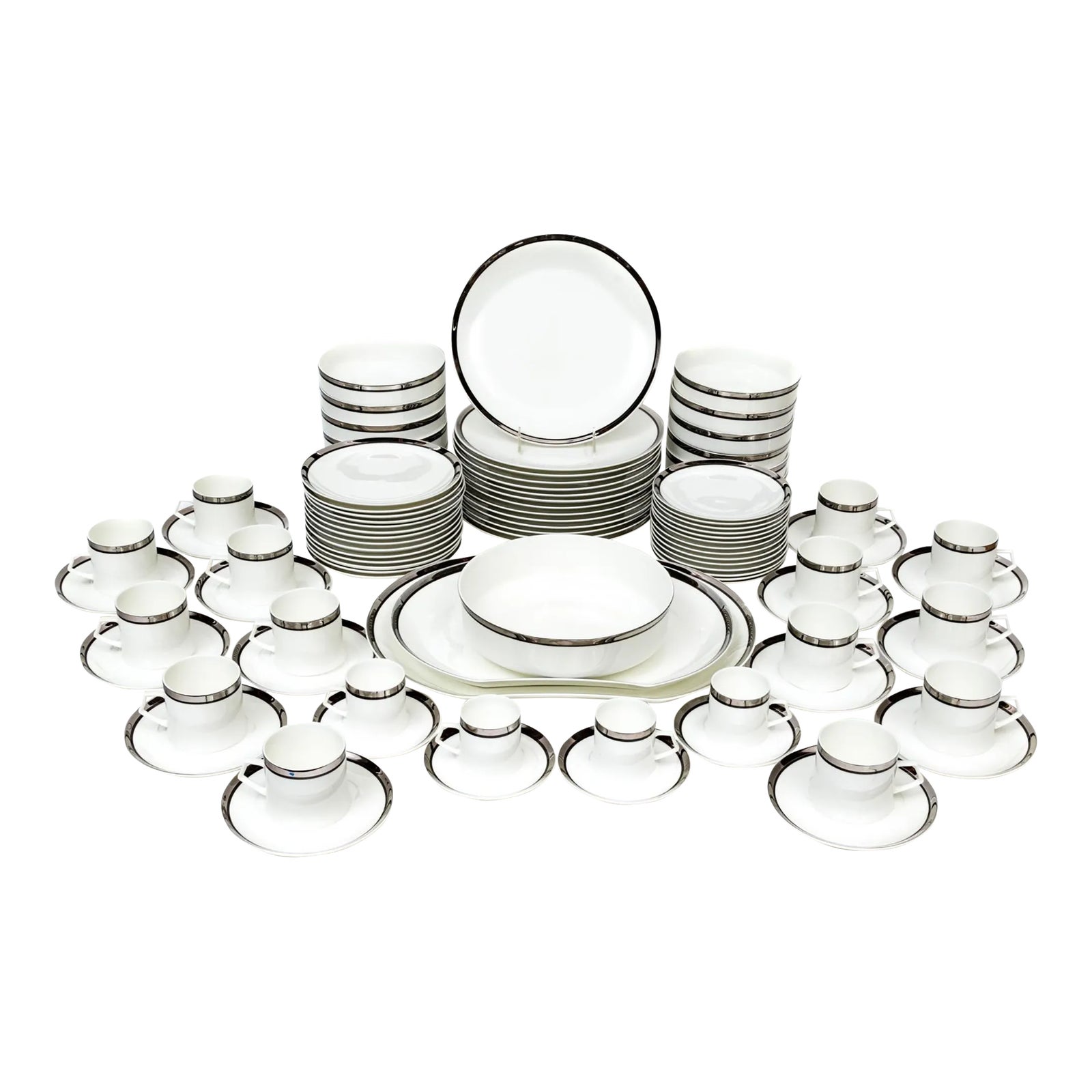 Vintage Mikasa Solitude Pattern Bone China Dinnerware Service—93 Pieces ...