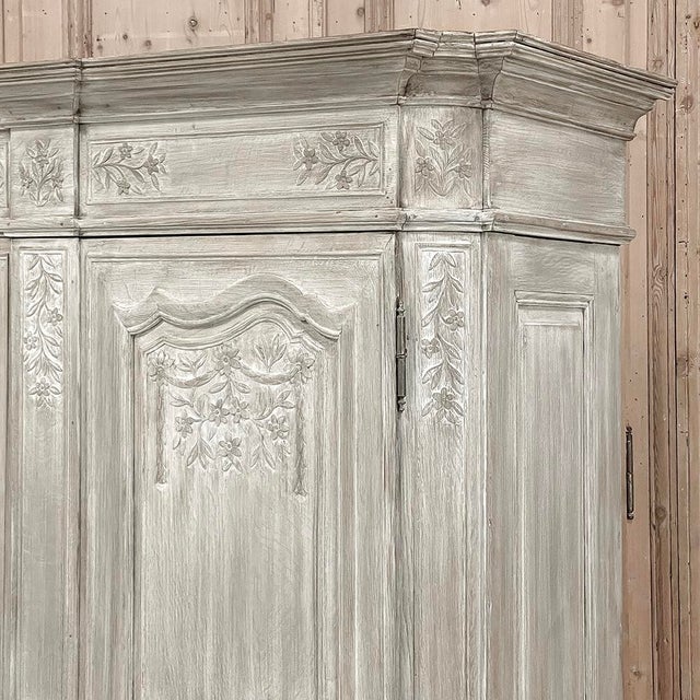 18th Century Country French Louis XVI Period Whitewashed Armoire | Chairish