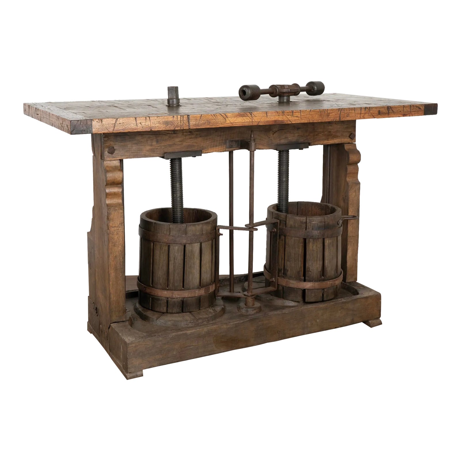 Vintage Double Wine Press Standing Bar Wine Tasting Table, Circa 1900 ...