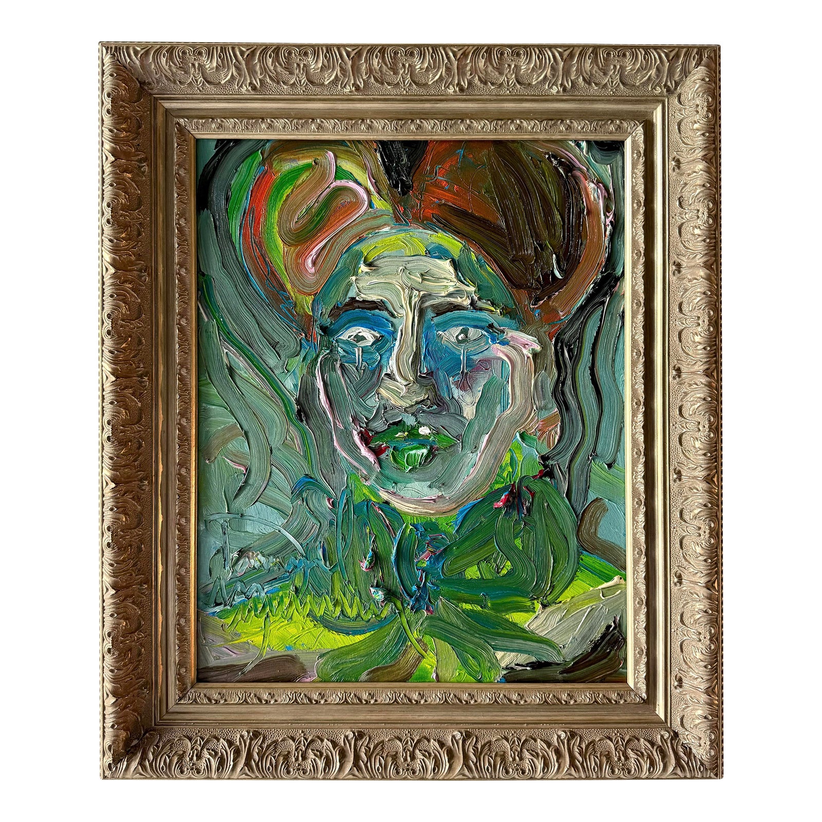 The Parrot Lady Oil Portrait Painting by Daniel Zimmerman, Framed ...