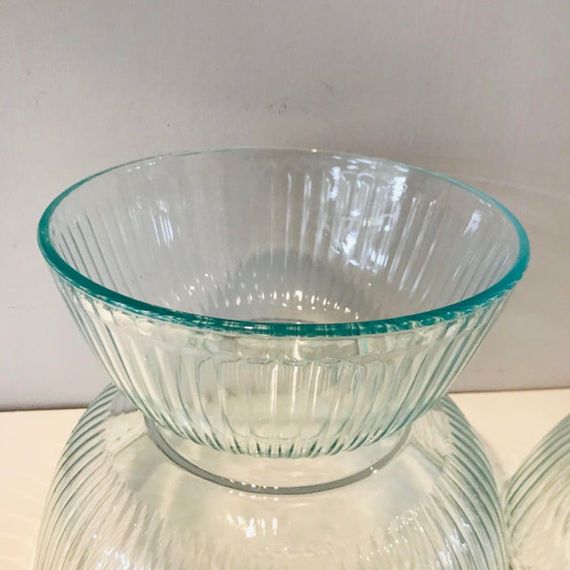 Vintage Pyrex Teal Clear Ribbed Glass Mixing Bowls Set Of 4 Chairish