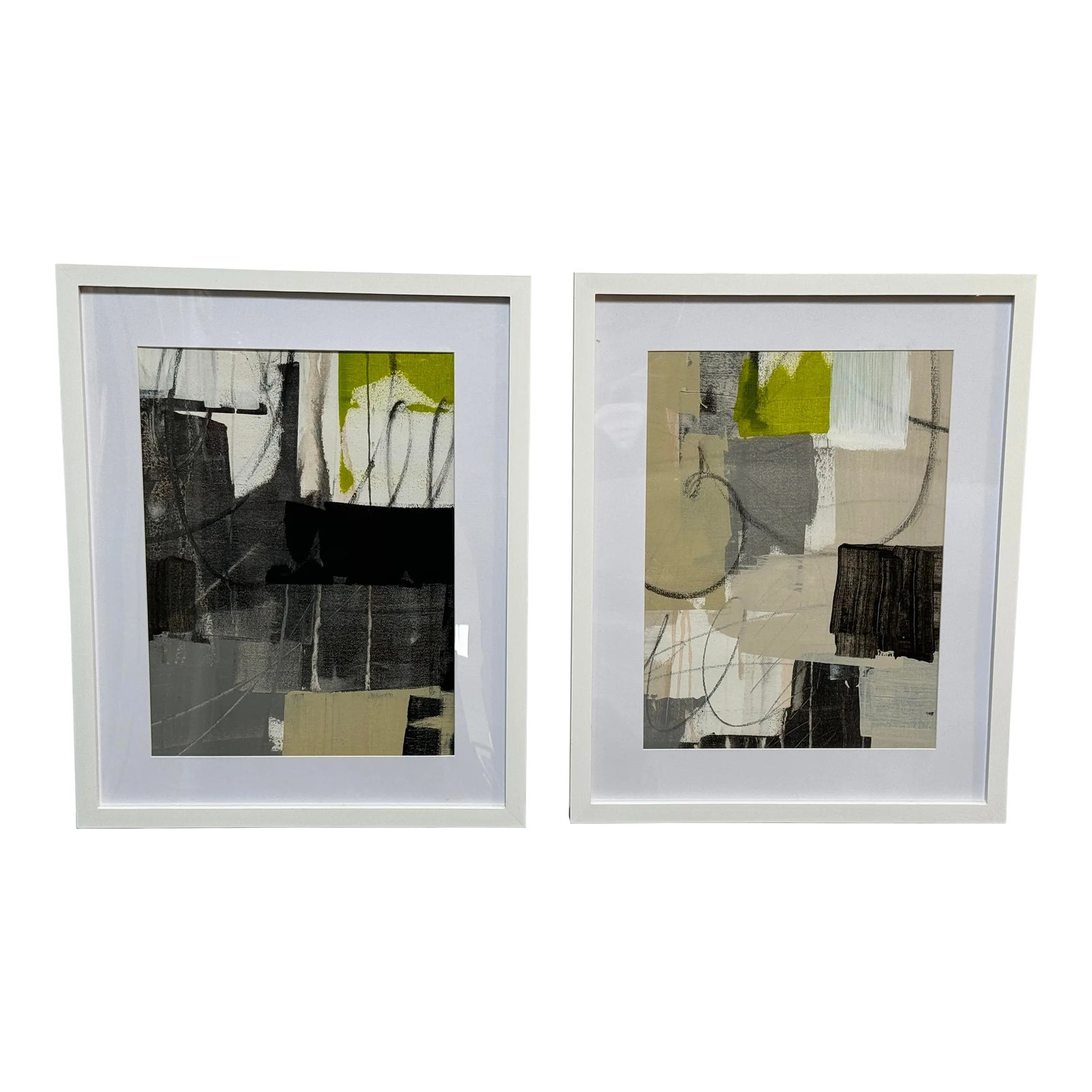 Isabel Wyatt Studie in Green Diptych, Framed | Chairish