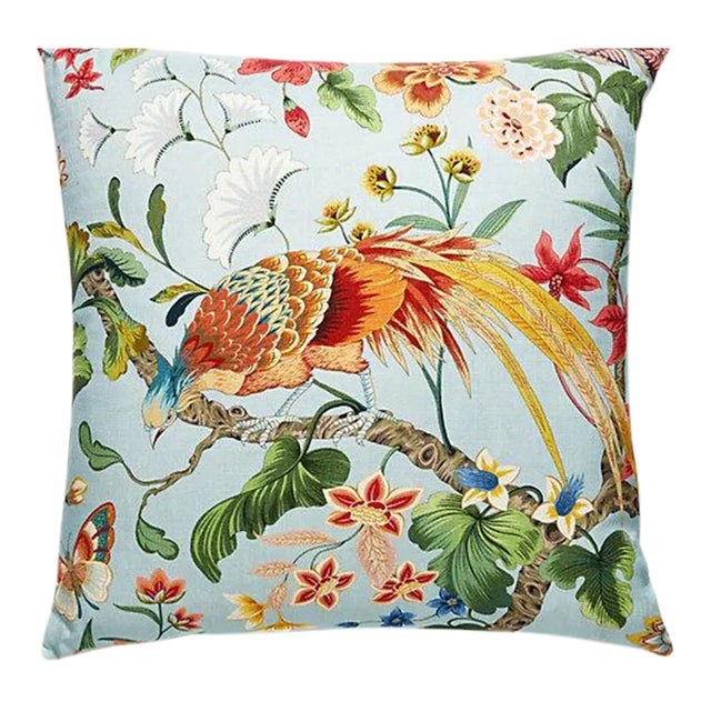 The House of Scalamandré Botany Bay Pillow, Sky Multi | Chairish