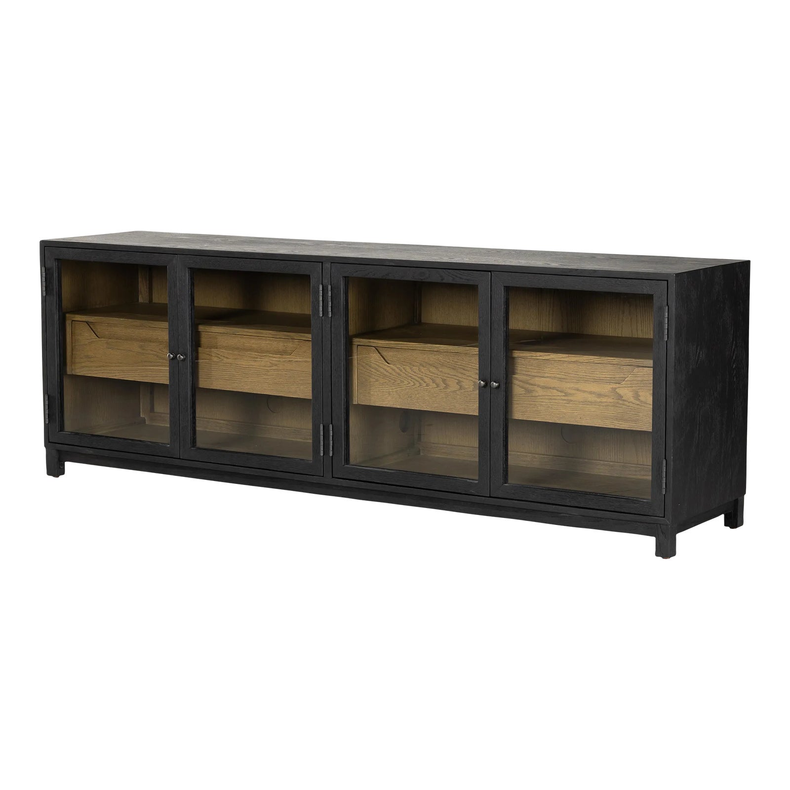 Millie Media Console, Drifted Matte Black | Chairish