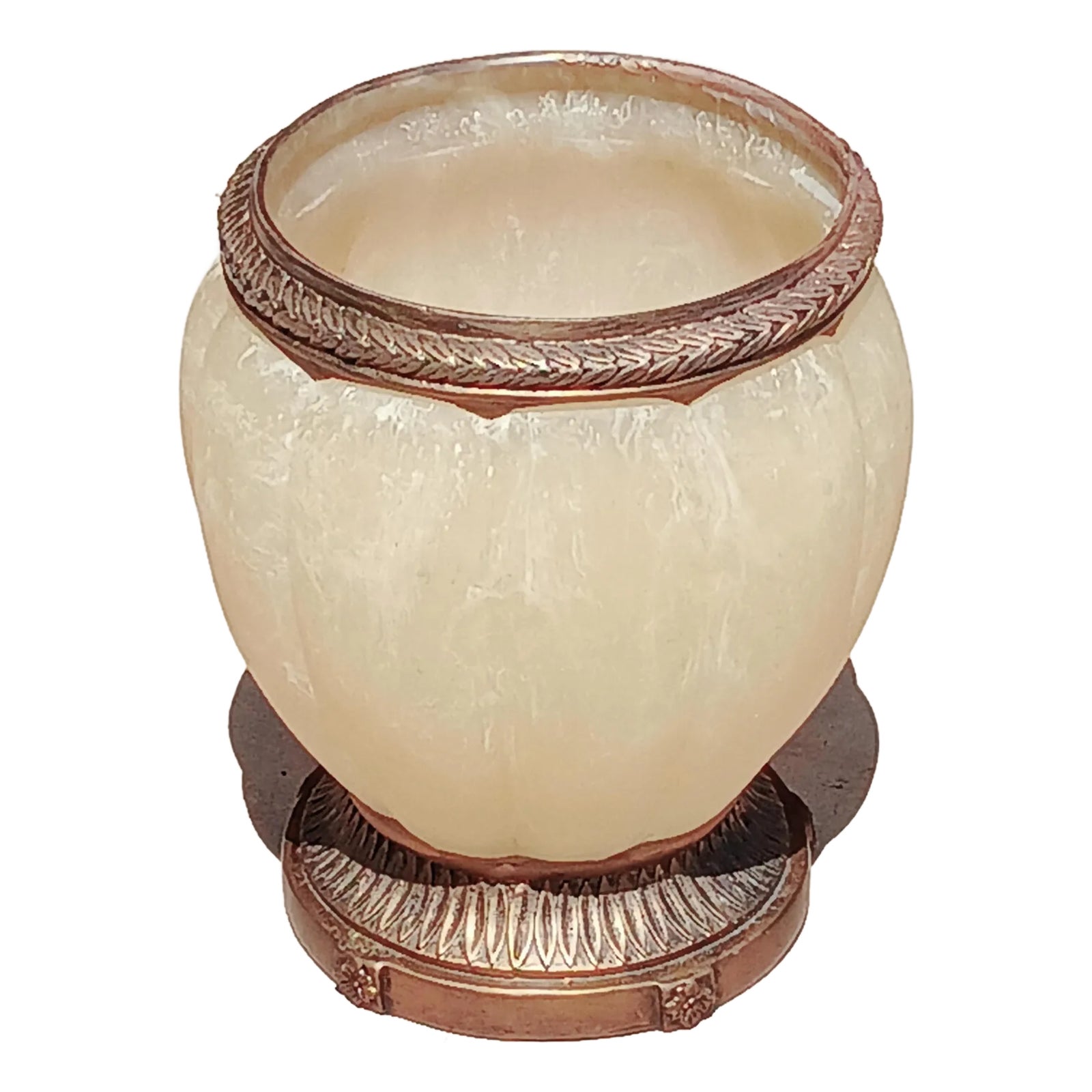 1990s Vintage Resin Alabaster Ribbed Neoclassical Hollywood Regency ...