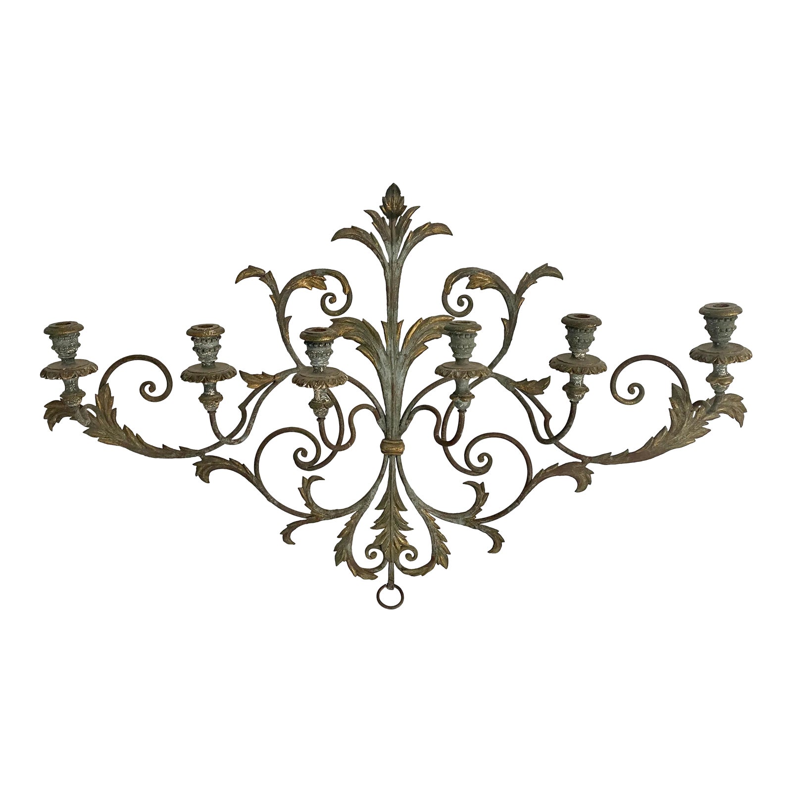 1960s Italian Hand-Painted Candelabra Wall Sconce | Chairish