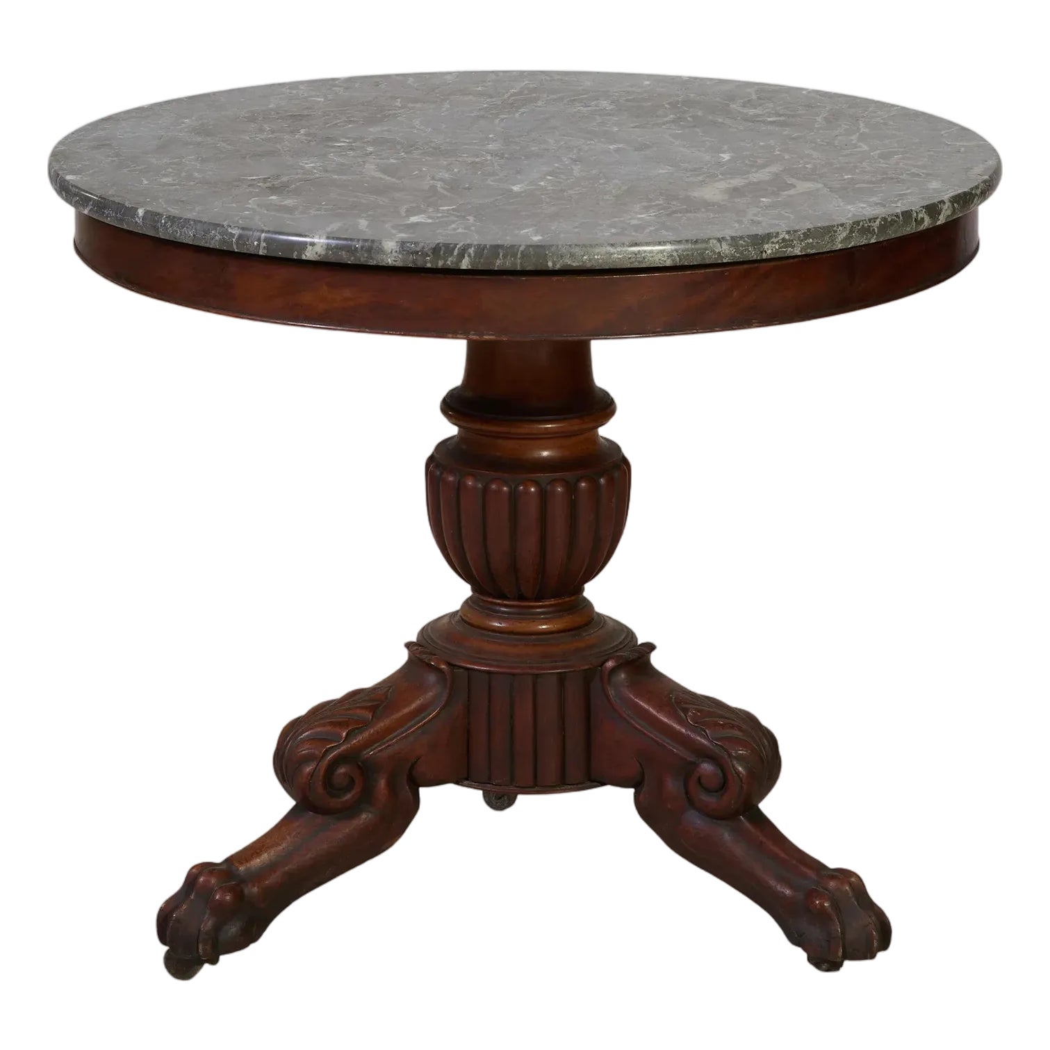 Antique French Marble Top Walnut Center Table, Mid 19th Century | Chairish