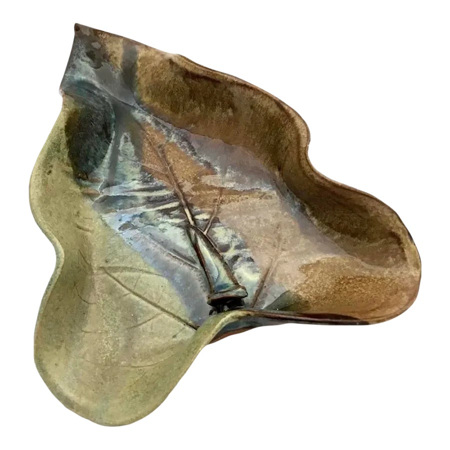 Vintage Studio Art Pottery Leaf Artist Signed Shelly I | Chairish