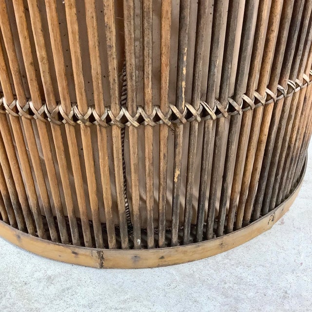 Vintage Pencil Reed Rattan Laundry Basket | Chairish