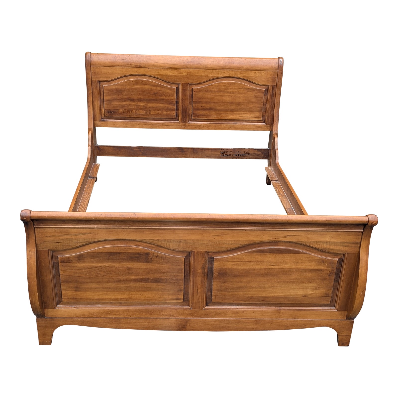Vintage French Country Style Sleigh Bed Frame | Chairish