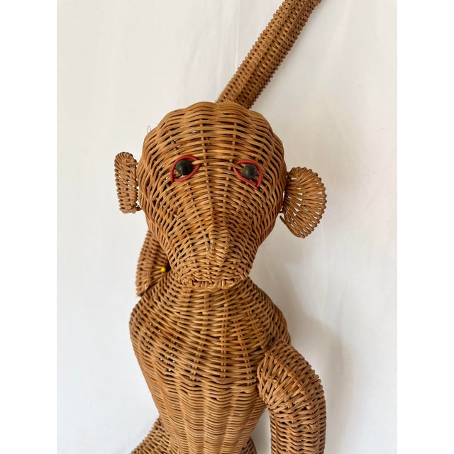 Mid Century Large Wicker Rattan Monkey | Chairish