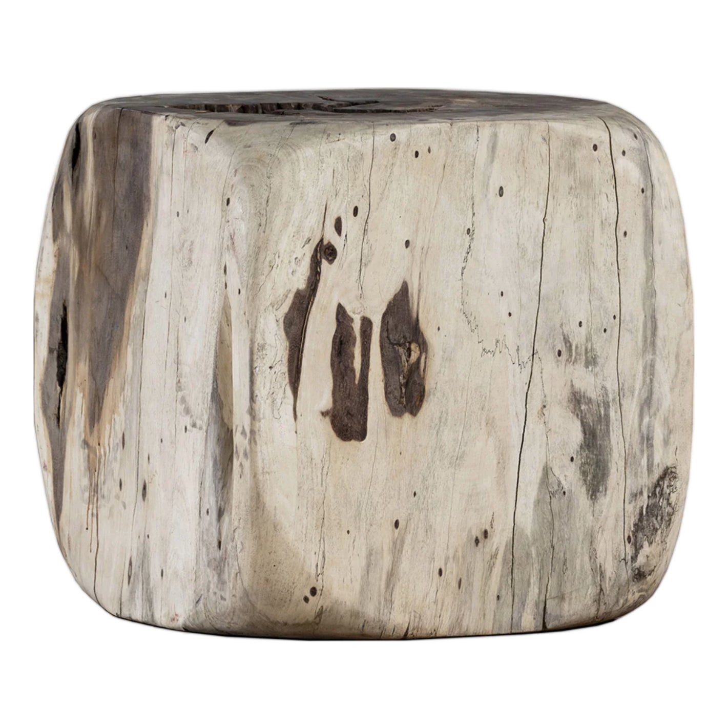 Matthew Izzo Home Erosion Cube Teak Wood Side Table | Chairish