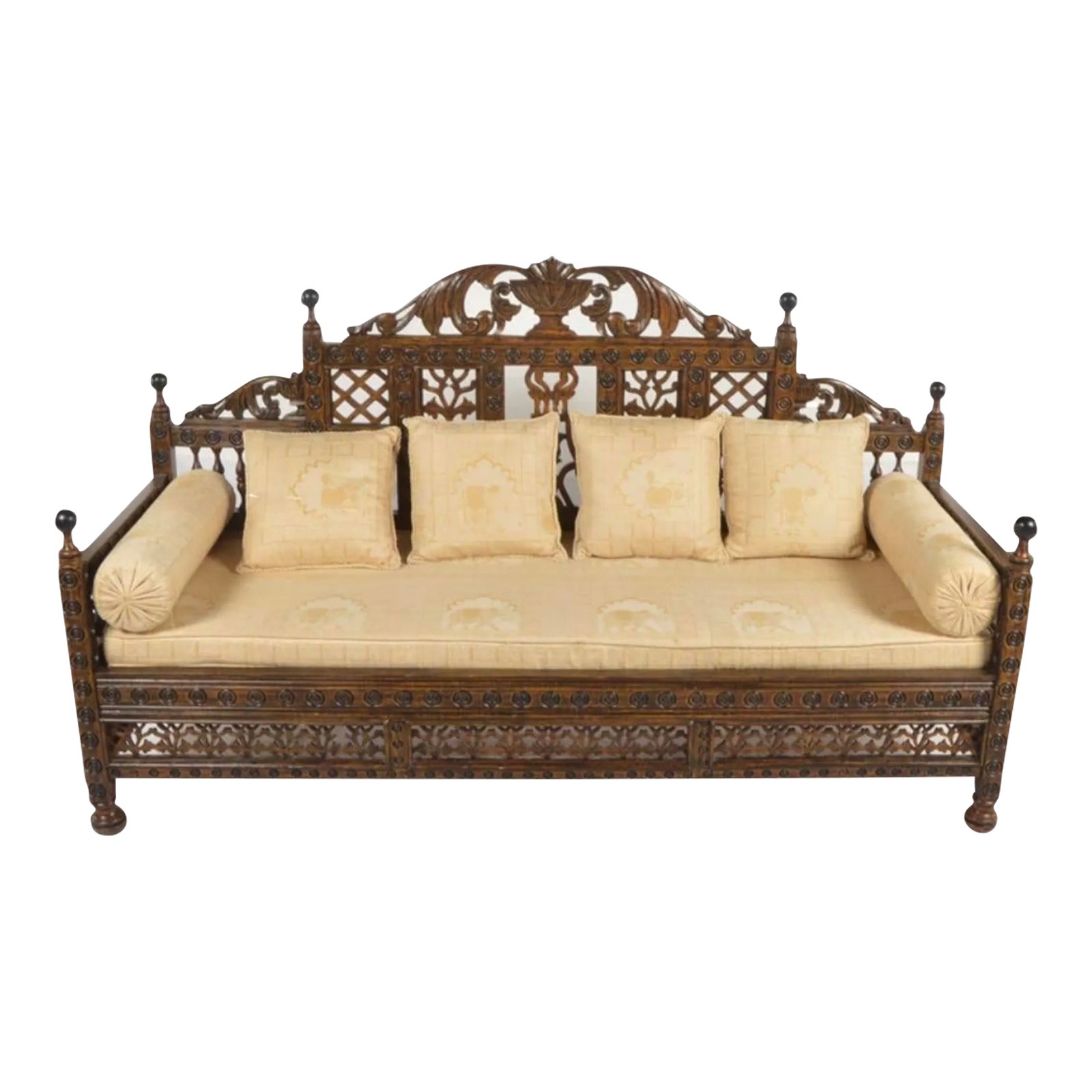 Vintage Anglo Indian Sofa Settee | Chairish
