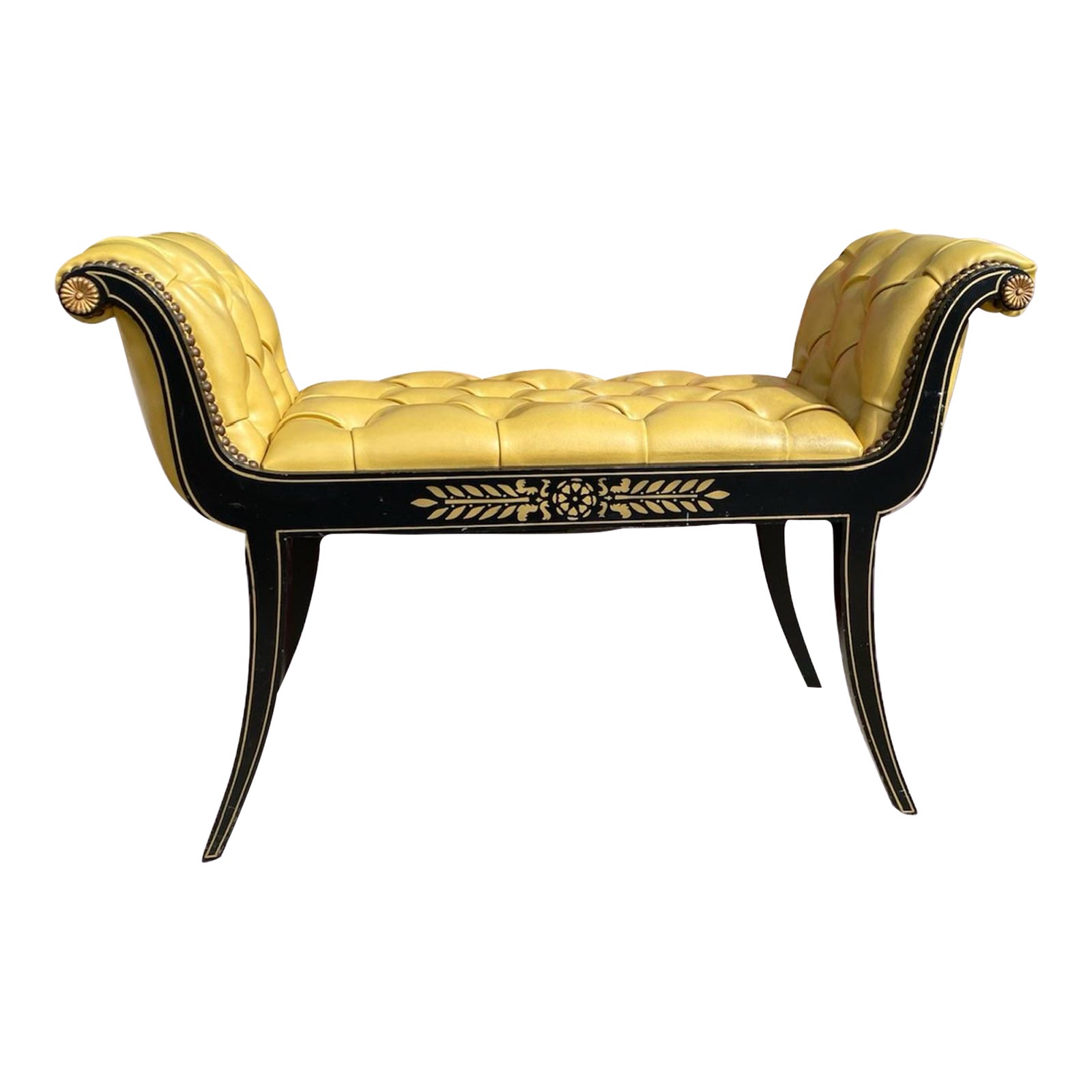 Vintage Scroll Arm Bench | Chairish