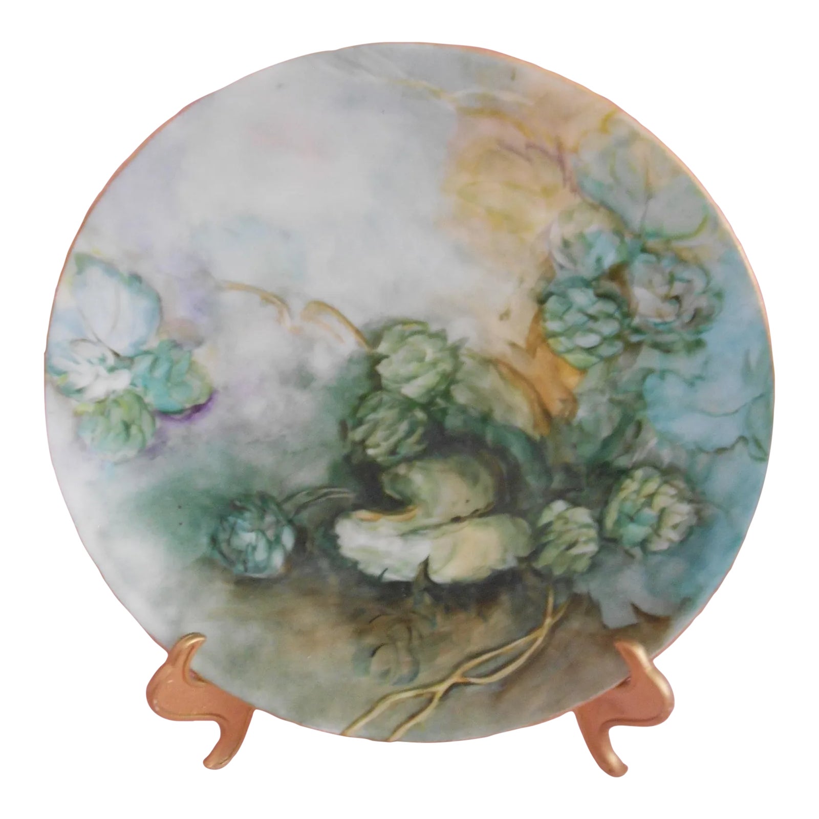 Antique 1900s Favorite Bavaria Hand Painted Hops Floral Cake Plate or ...
