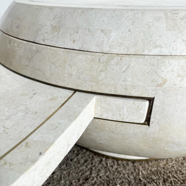 Postmodern Tessellated Stone Swivel Top Extendable Coffee Table With ...