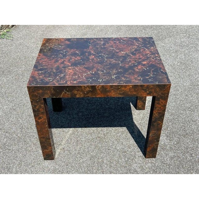 Post Modern Laminated Tortoiseshell Table | Chairish