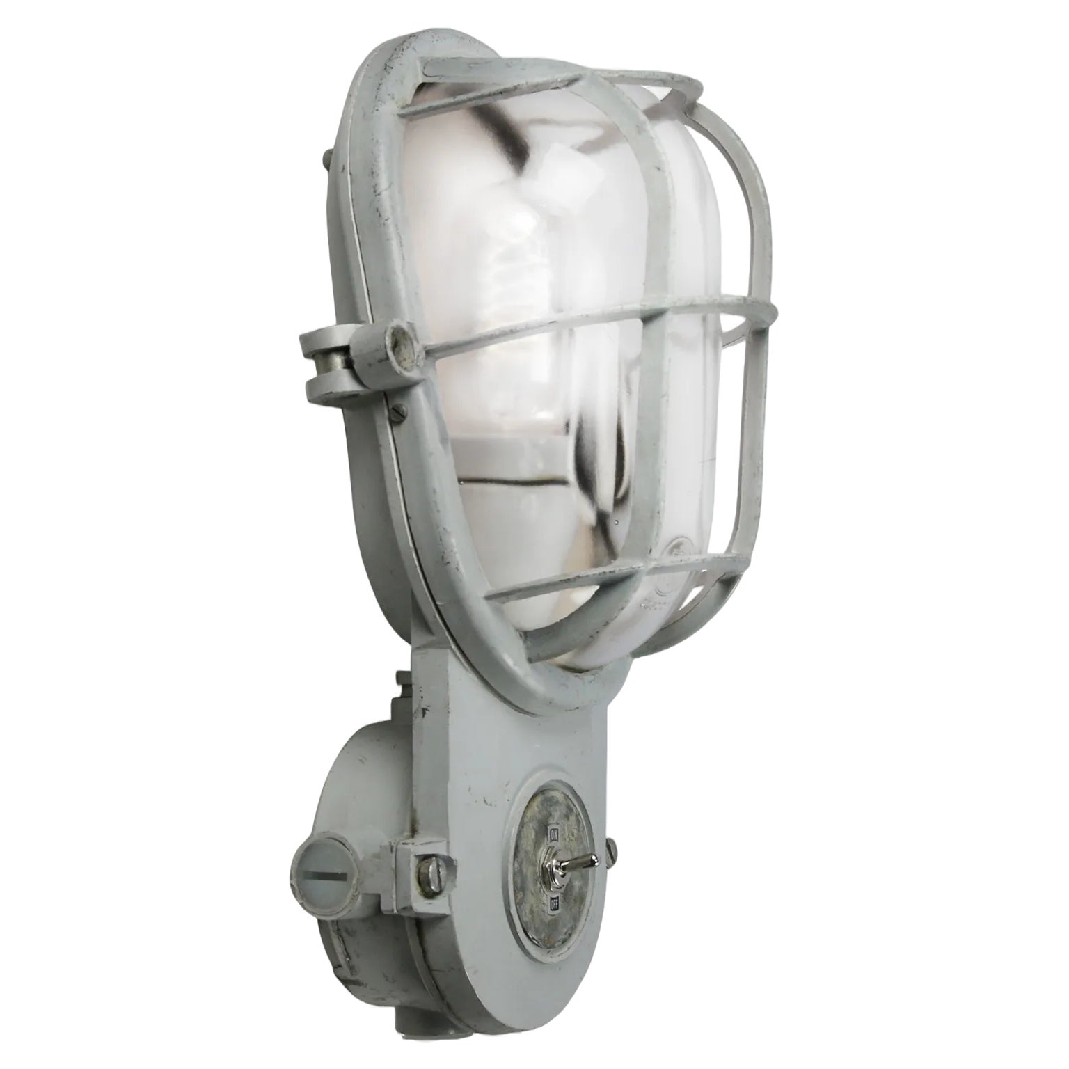 Vintage Industrial Grey Clear Glass Wall Lamp Scones by Industria ...