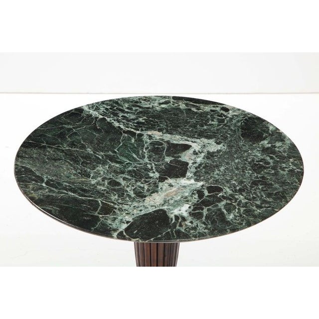 Italian Mahogany Circular Side Table with Verdi Alpi Marble Top, 1940's ...