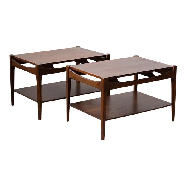 Bassett Walnut End Table Pair | Chairish