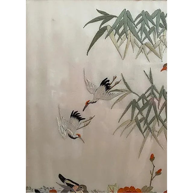 Vintage Silk Embroidered Wall Hangings With Exotic Bird and Flora Motif ...